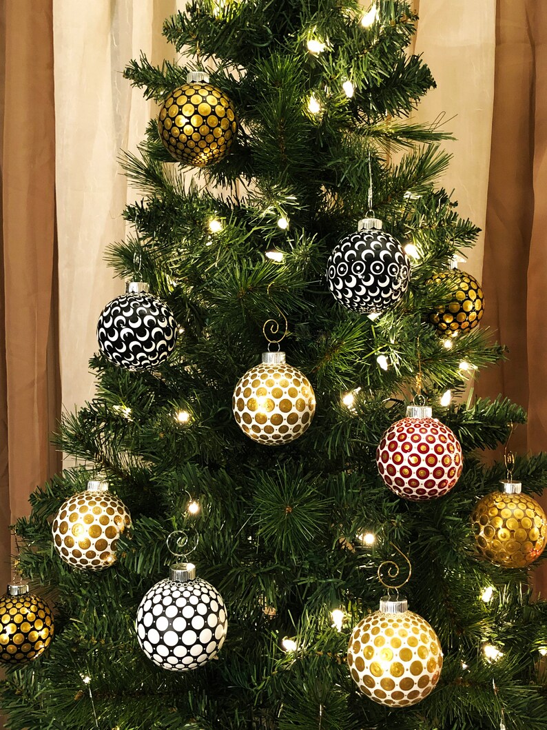 Black and White Vortex Christmas Ornament Polka Dot Mandala - Etsy