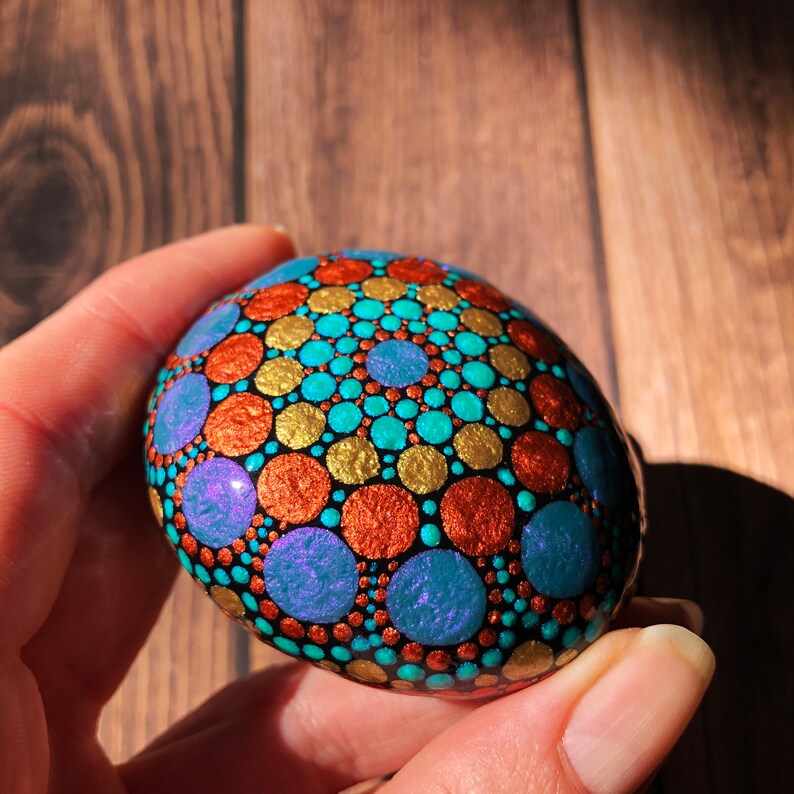 Aurora Medium Sized Dot Art Mandala Hand Painted Satori | Etsy