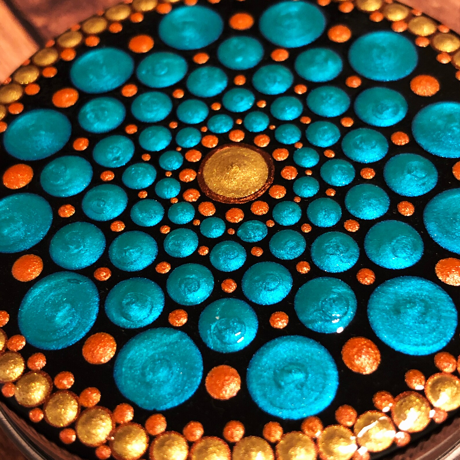 Hand Painted Trinket Tin, Metallic Turquoise Vortex - Etsy