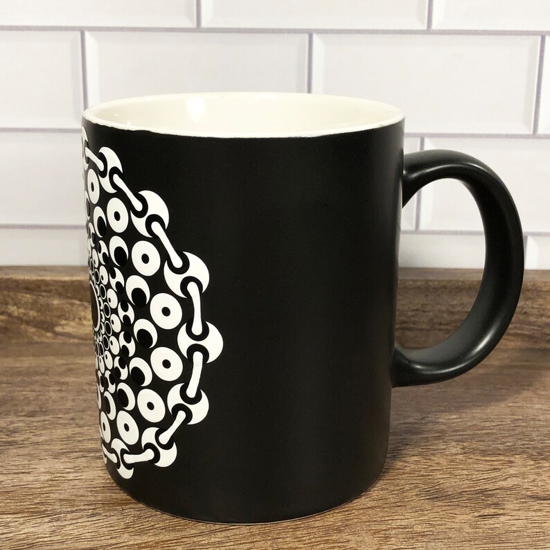 Optical Illusion Mandala Mug, Small Sturdy Dot Art Ceramic Cup, 11 Oz ...