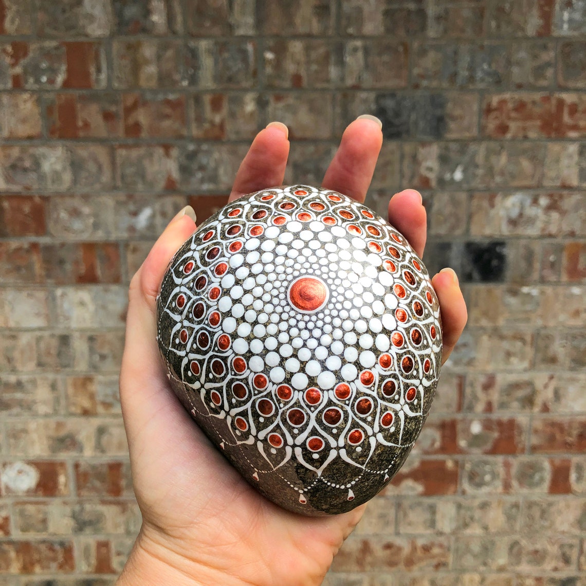 Extra Large Dot Art Mandala Hand Painted Stone Natural River - Etsy