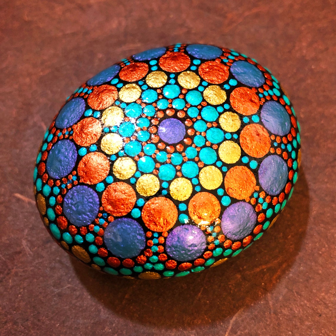 Aurora Medium Sized Dot Art Mandala Hand Painted Satori | Etsy