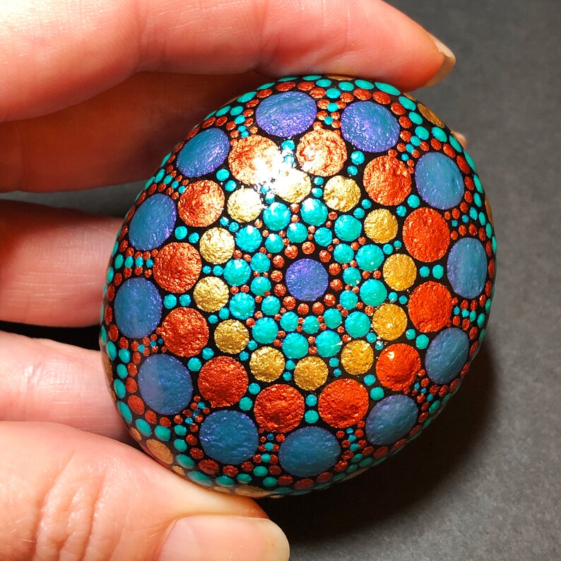 Aurora Medium Sized Dot Art Mandala Hand Painted Satori | Etsy