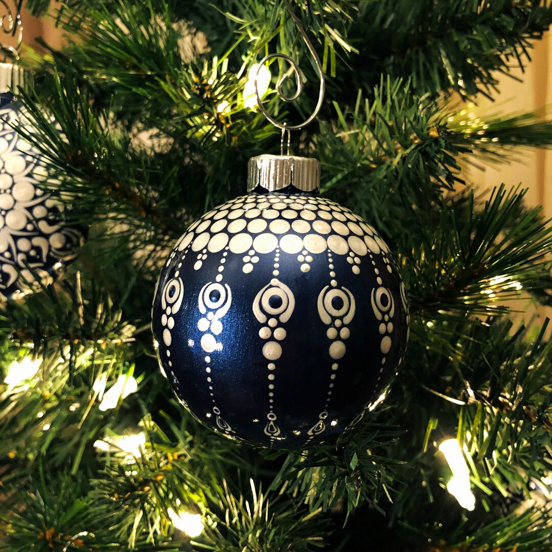 Blue Chandelier Mandala Bauble, Christmas Ornament, Shatterproof ...