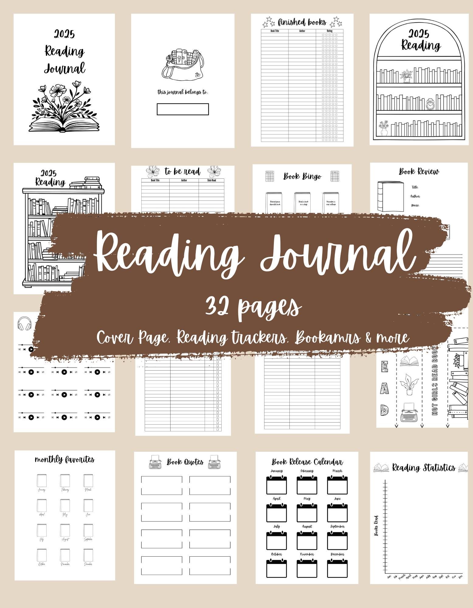 Reading Journal Pages Bundle - Etsy