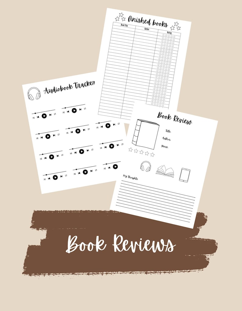 Reading Journal Pages Bundle - Etsy