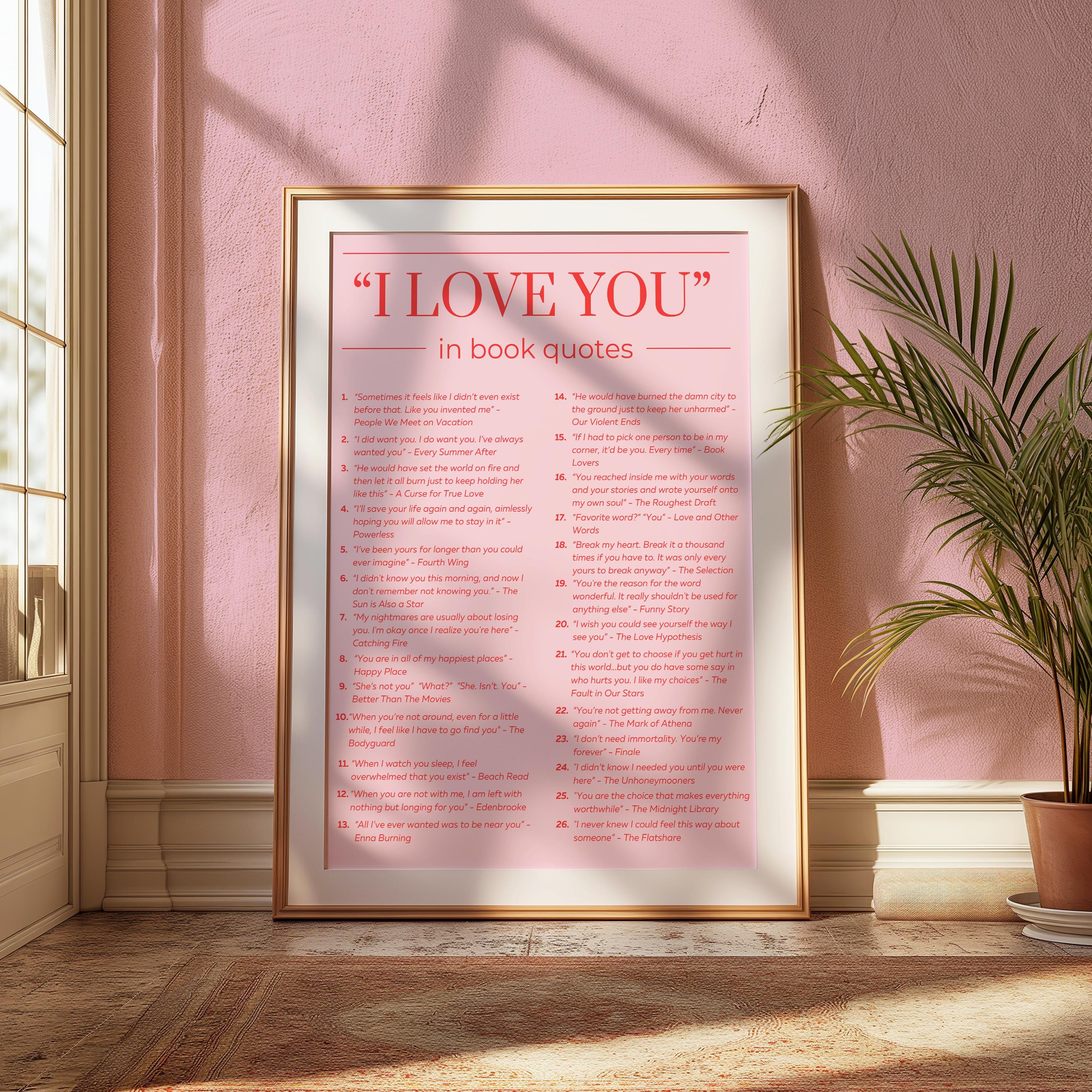 I Love You in Book Quotes Poster - Etsy