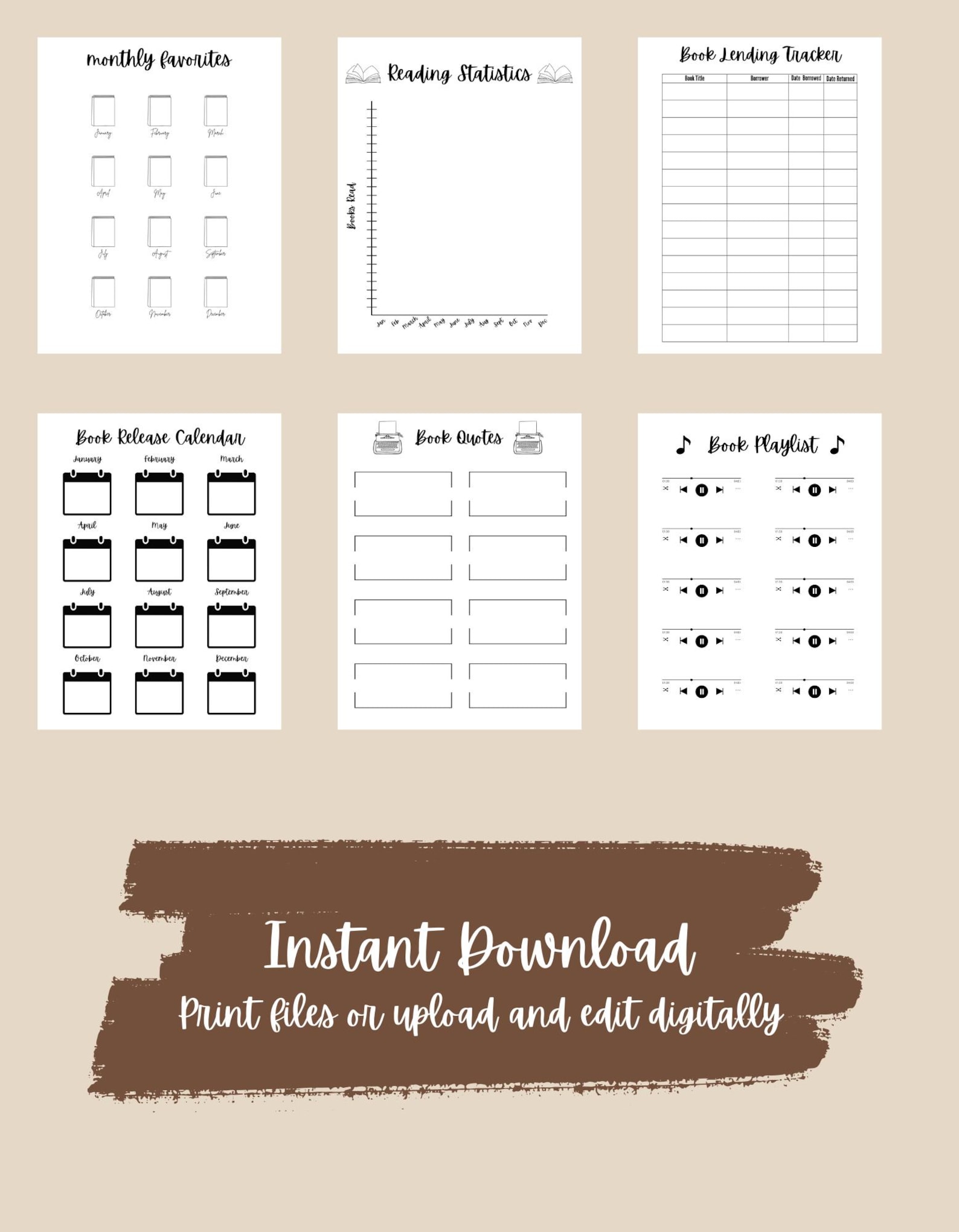 Reading Journal Pages Bundle - Etsy