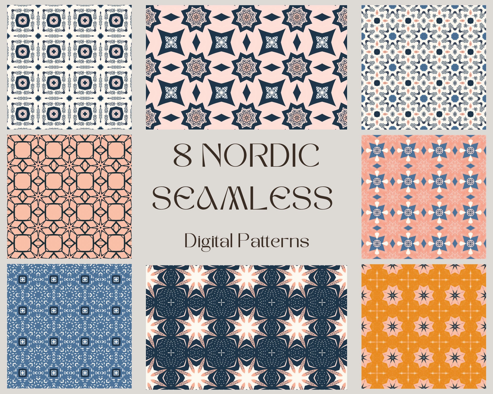 8 Nordic Seamless Digital Patterns - Etsy
