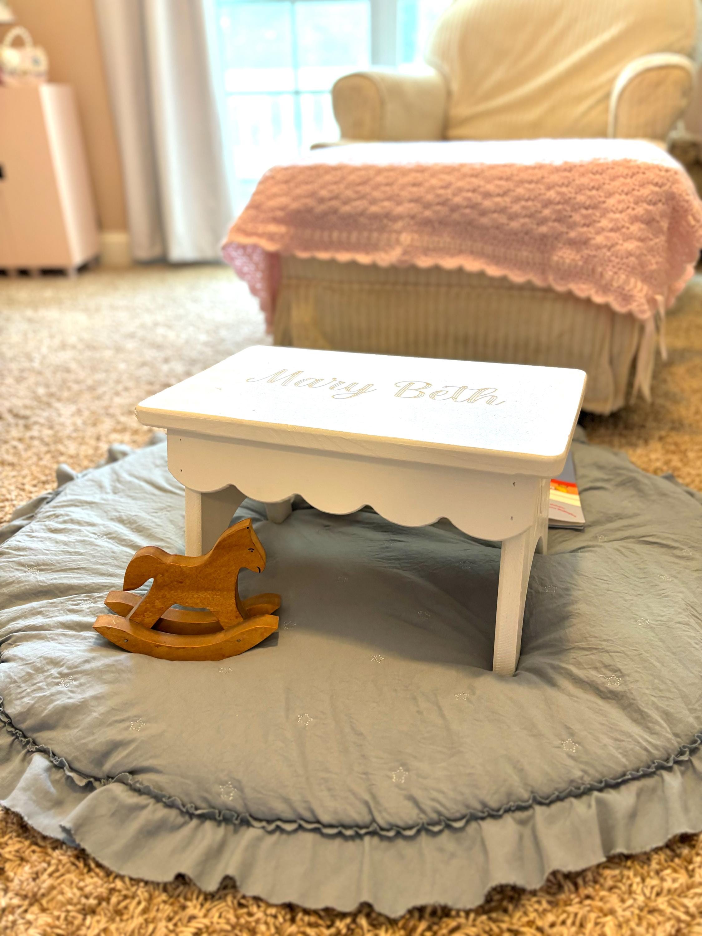 Scalloped Step Stool for Kids, Personalized Childrens Wood Step Stool ...