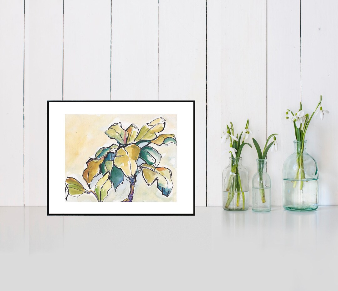 Art, Painting, Watercolor, Tropical, Jamaica, Floral, Foliage, Croton ...