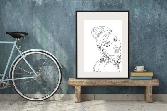 Art Pen and Ink Drawing Woman Sleeping Dreaming PRINT - Etsy