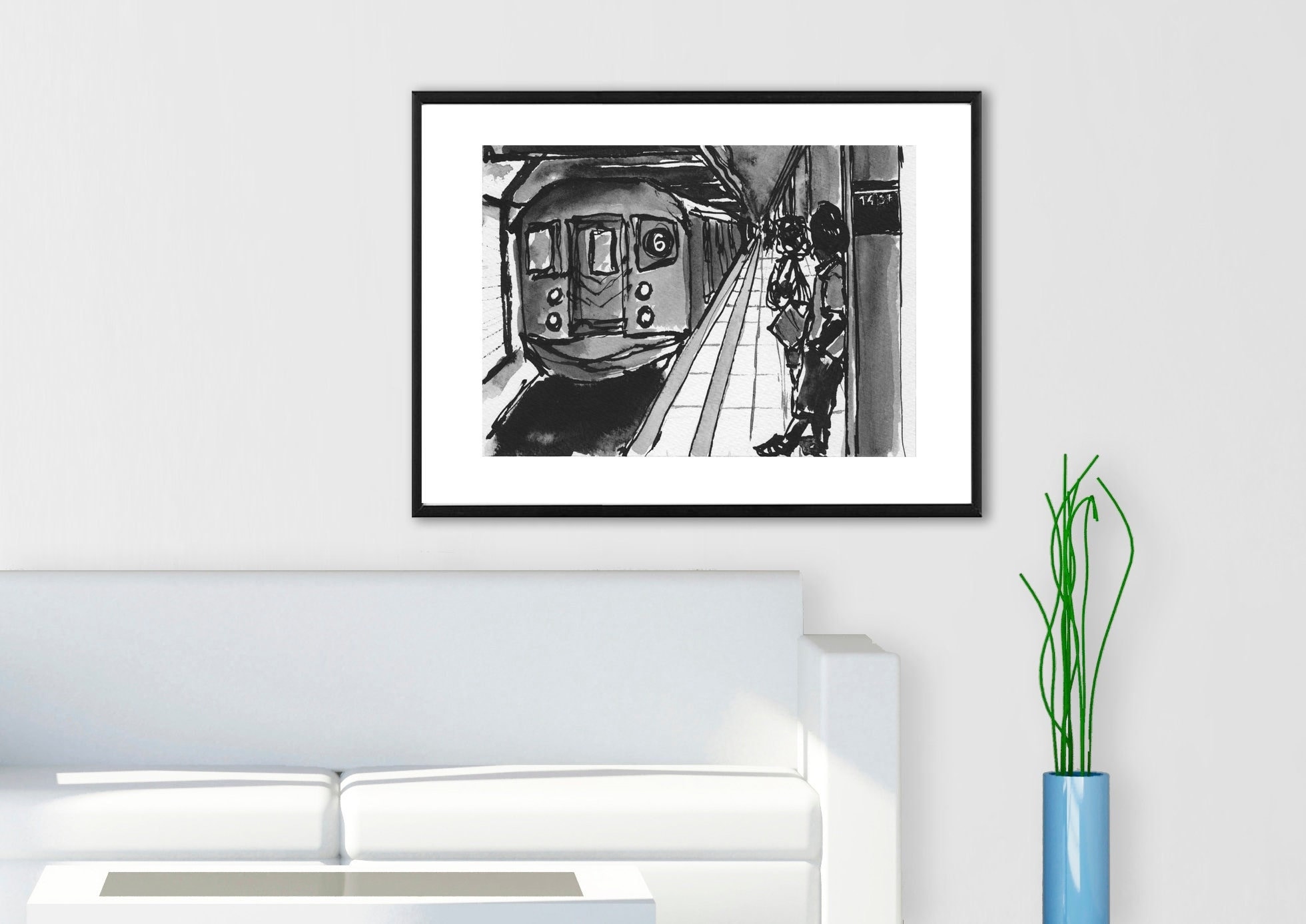 New York City Iconic Subway Art Pen and Ink Sketch Drawing PRINT - "nyc ...