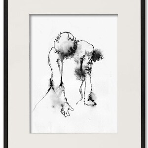 Art Pen and Ink Drawing Illustration Figure Despair Print | Etsy