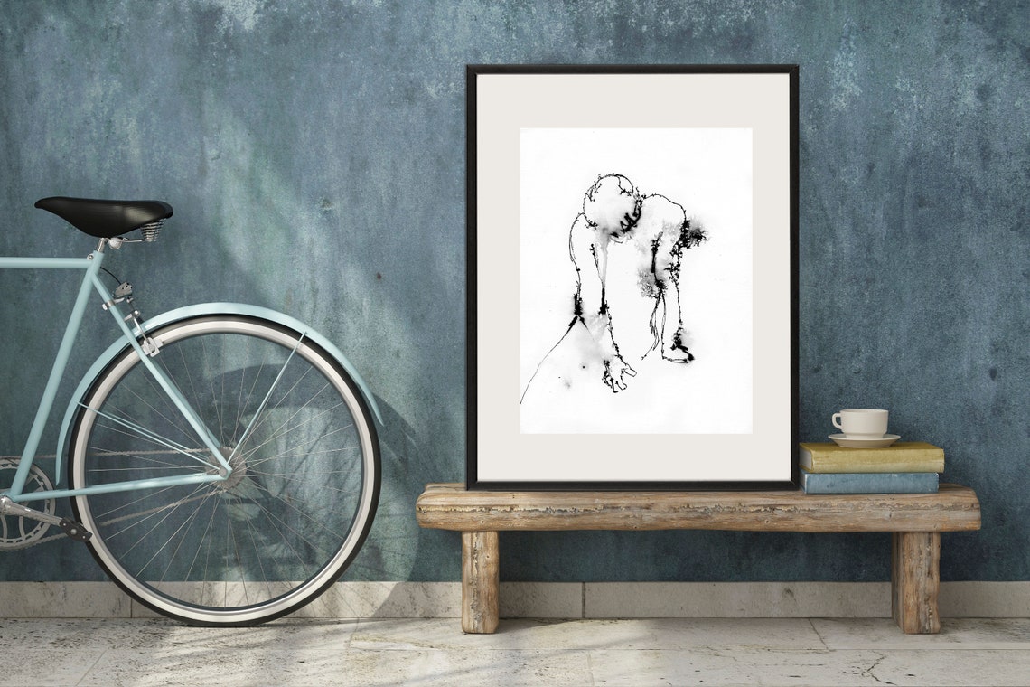 Art Pen and Ink Drawing Illustration Figure Melancholy PRINT - "despair ...