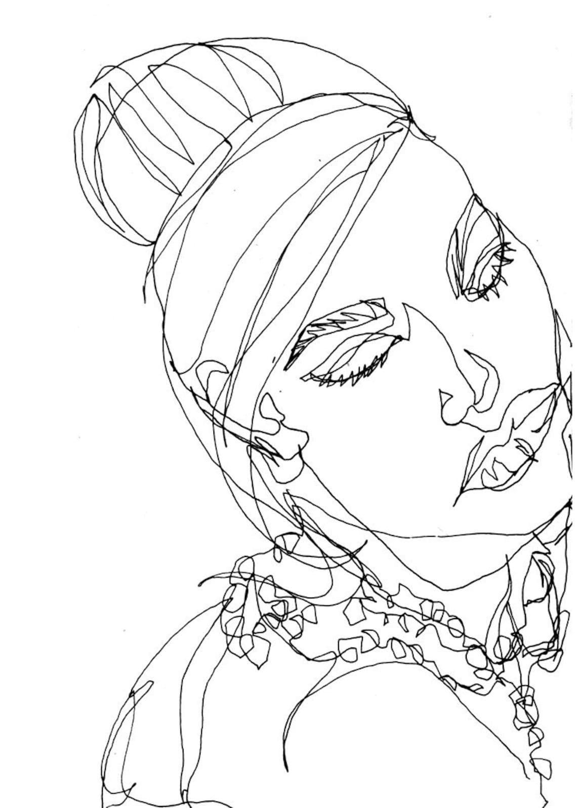 Art Pen and Ink Drawing Woman Sleeping Dreaming PRINT woman No. 22 - Etsy