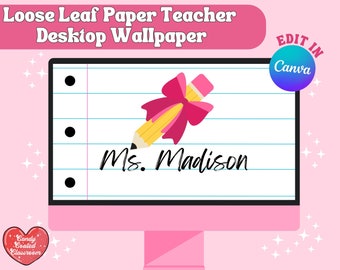 Cute Pencil Teacher Computer Wallpaper, Personalized - Etsy