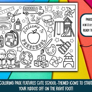 Printable Coloring Page for Back to School, Kids Coloring Sheet Instant ...