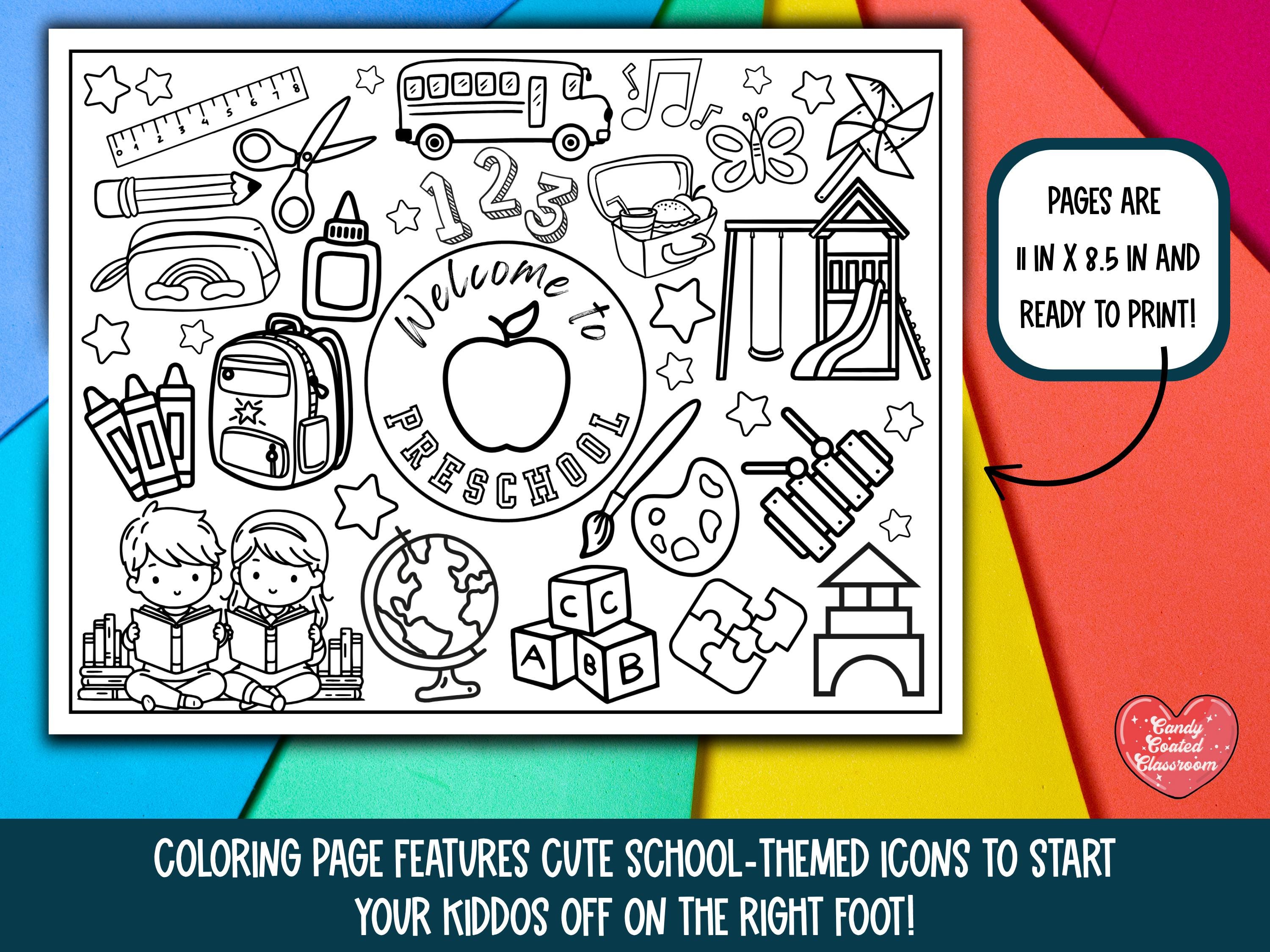 Printable Coloring Page for Back to School, Kids Coloring Sheet Instant ...