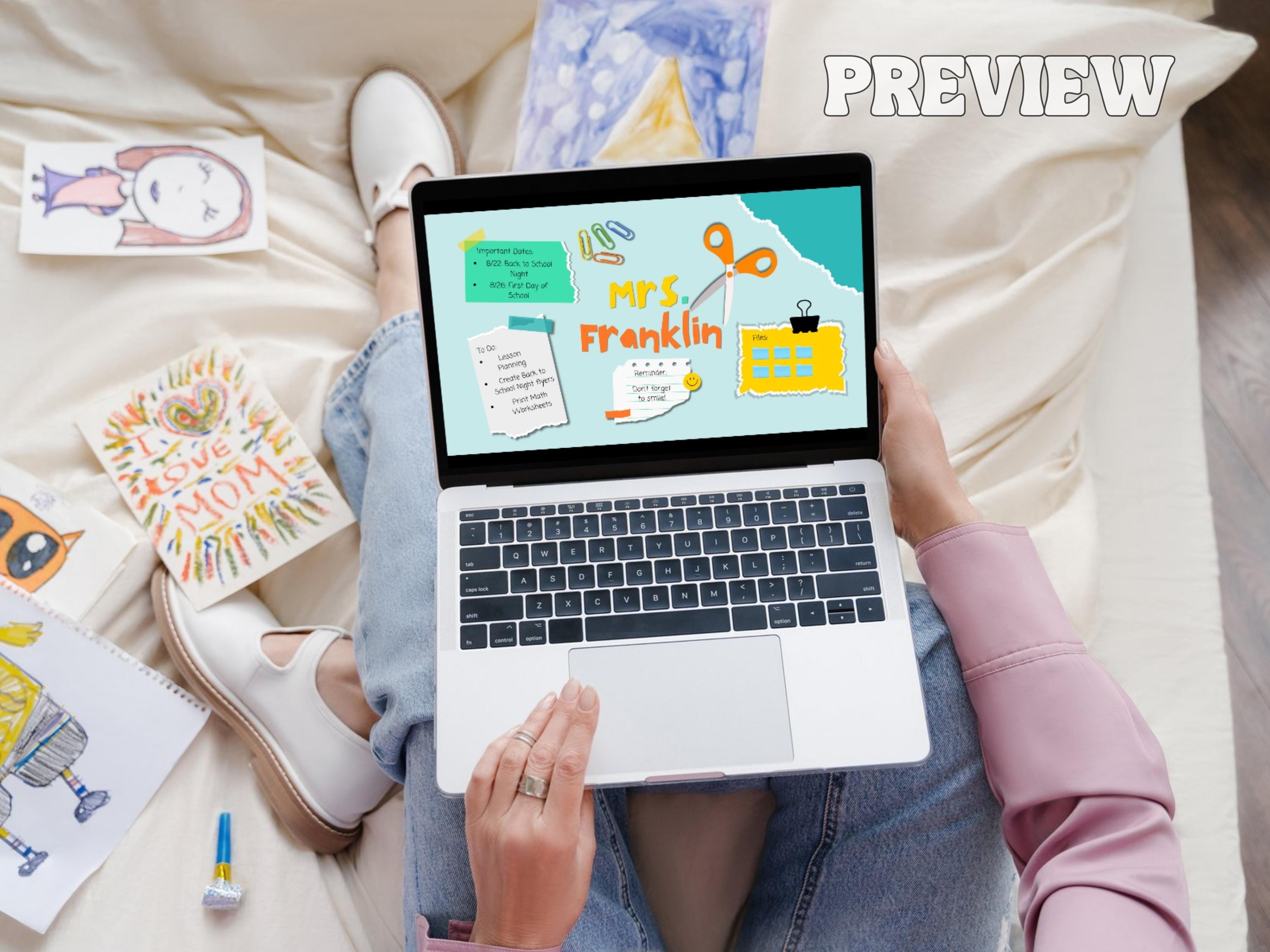 Desktop Organizer Wallpaper, Back to School Colorful Personalized ...