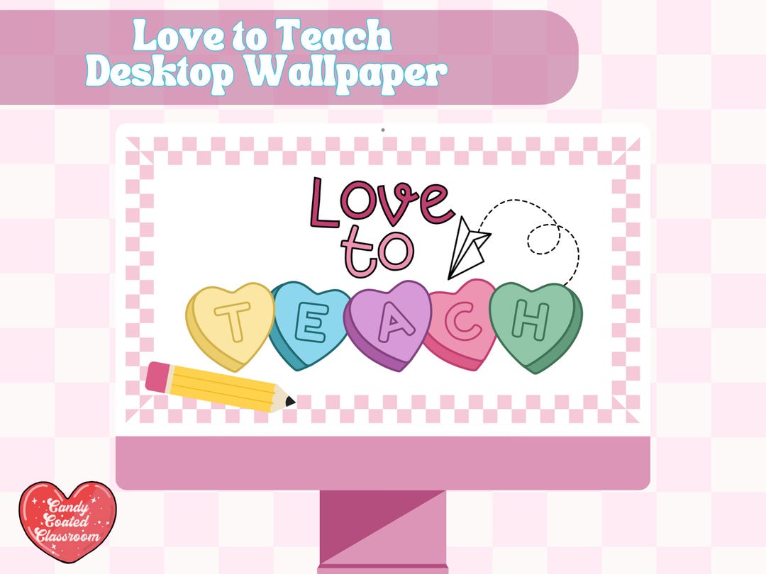 Teacher Desktop Wallpaper, Pink Teacher Valentine Colorful Pastel ...