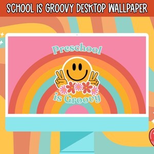 Groovy Desktop Wallpaper for Teachers, Colorful Rainbow Smiley Face ...