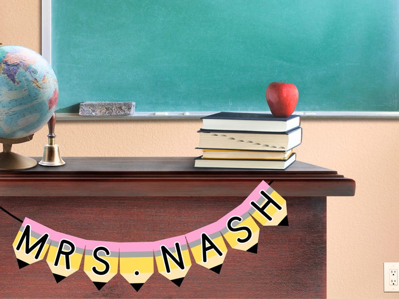 Pencil Bulletin Board Letters, Back to School Printable Classroom Door ...