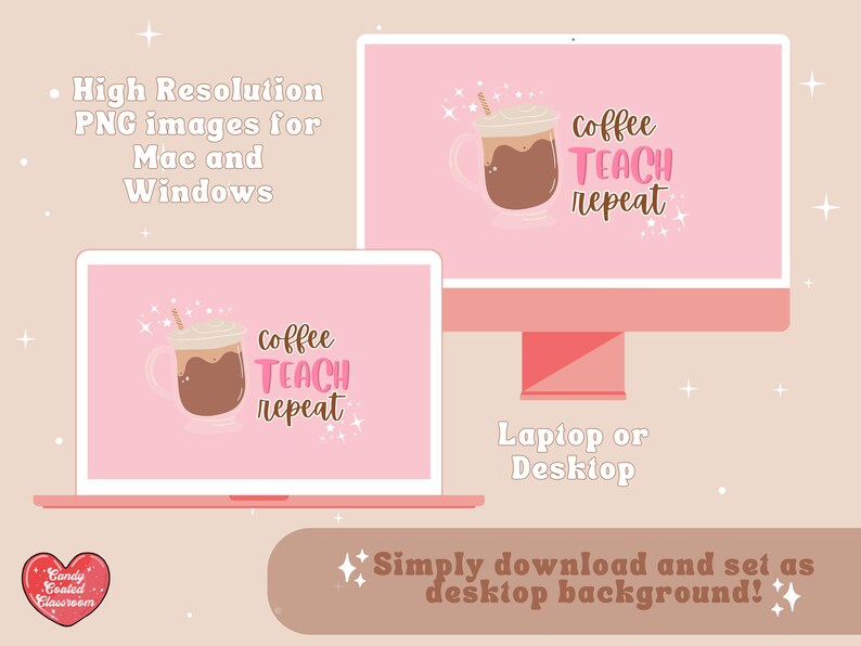 Pink Desktop Wallpaper, Coffee Lover Theme Computer Background for ...
