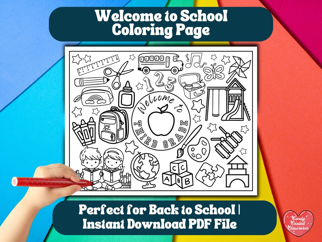 Printable Coloring Page for Back to School, Kids Coloring Sheet Instant ...
