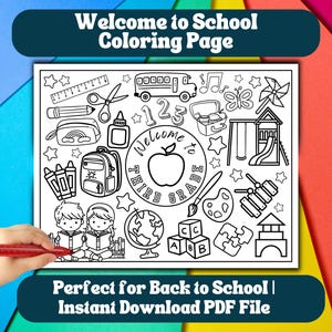 Printable Coloring Page for Back to School, Kids Coloring Sheet Instant ...