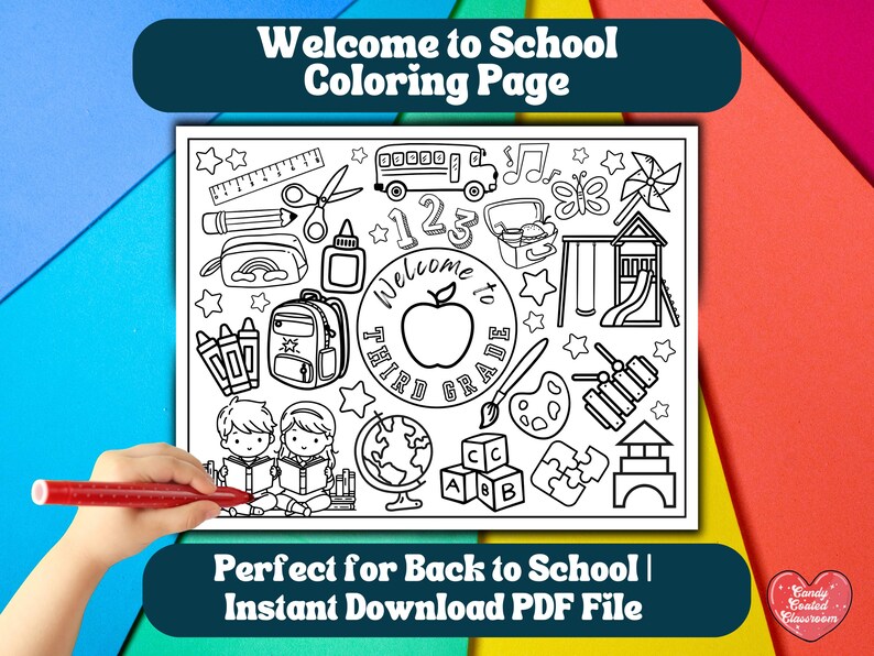 Printable Coloring Page for Back to School, Kids Coloring Sheet Instant ...