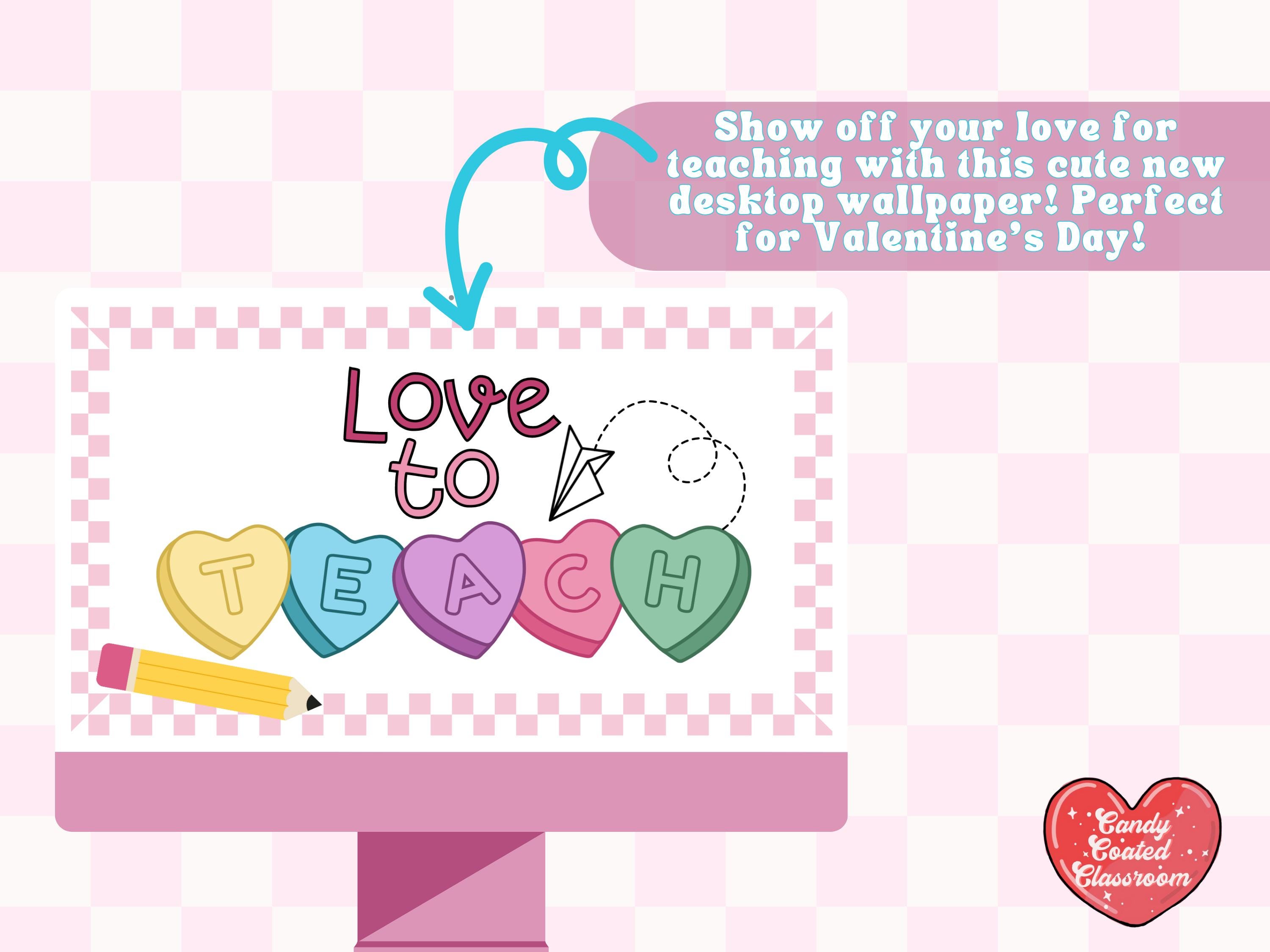 Teacher Desktop Wallpaper, Pink Teacher Valentine Colorful Pastel ...