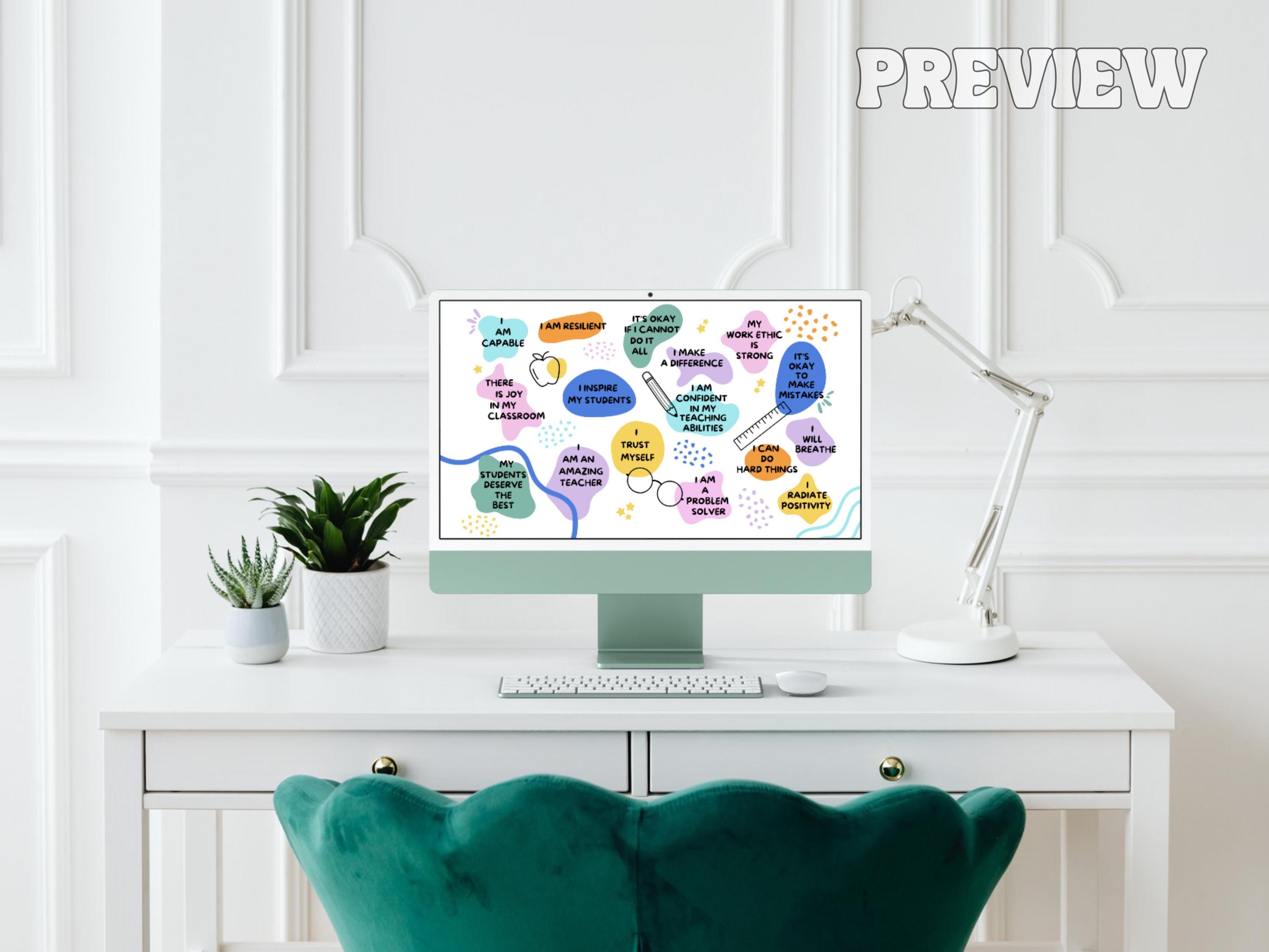 Teacher Daily Affirmations Desktop Wallpaper, Colorful Motivational ...