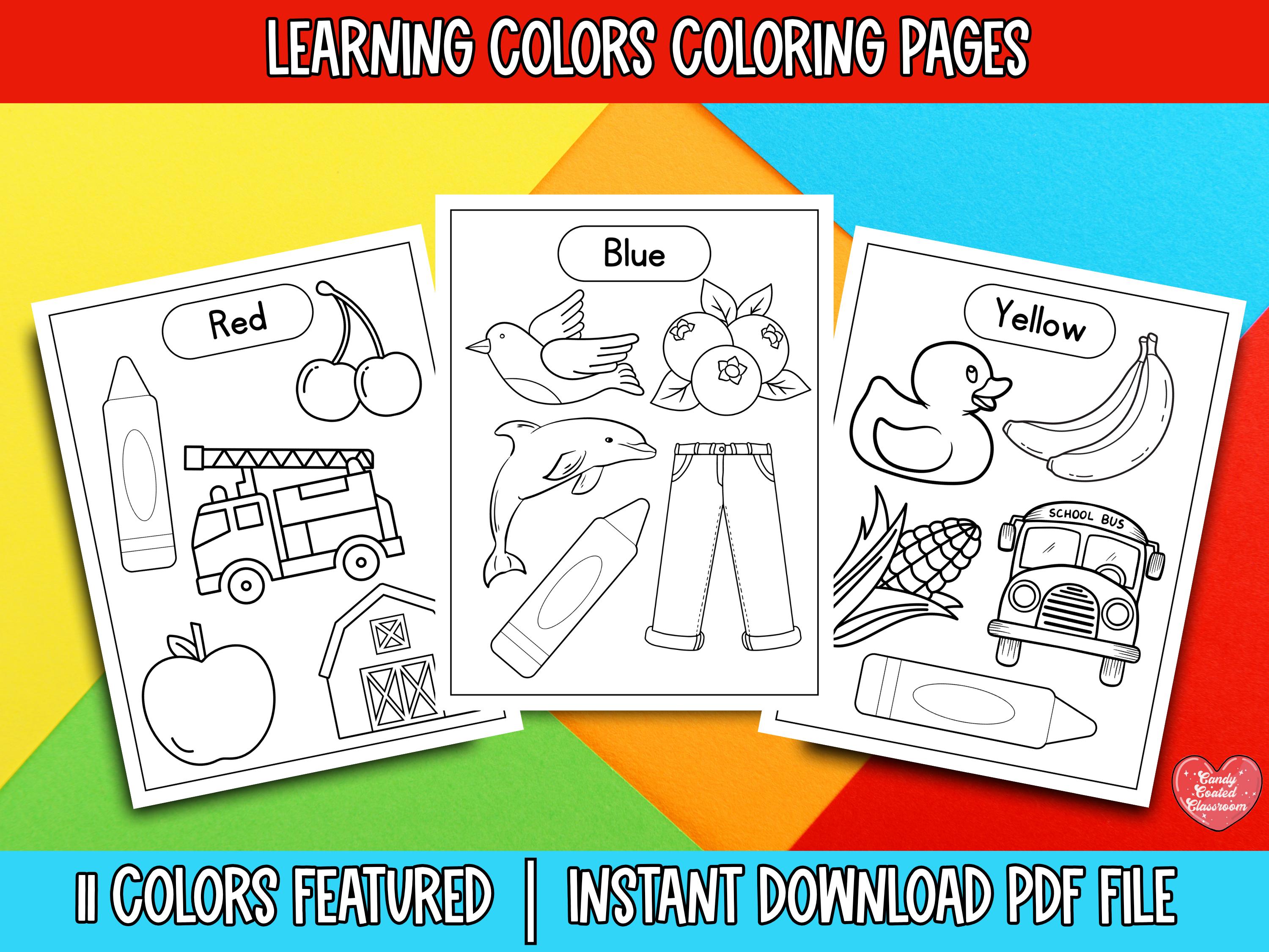 Learning Colors Coloring Pages for Kids, Toddlers Arts and Crafts ...