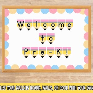 Pencil Bulletin Board Letters, Back to School Printable Classroom Door ...