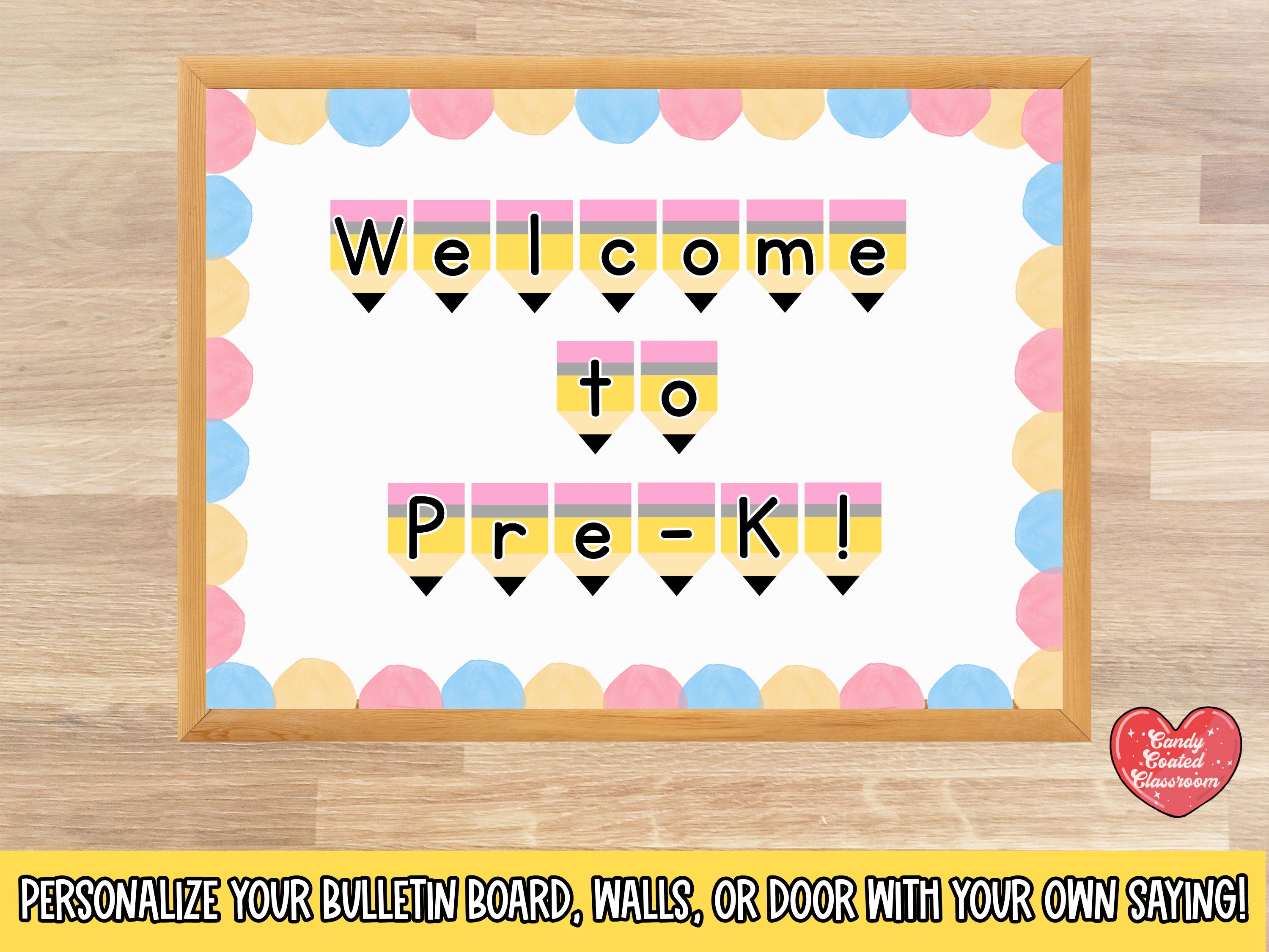 Pencil Bulletin Board Letters, Back to School Printable Classroom Door ...