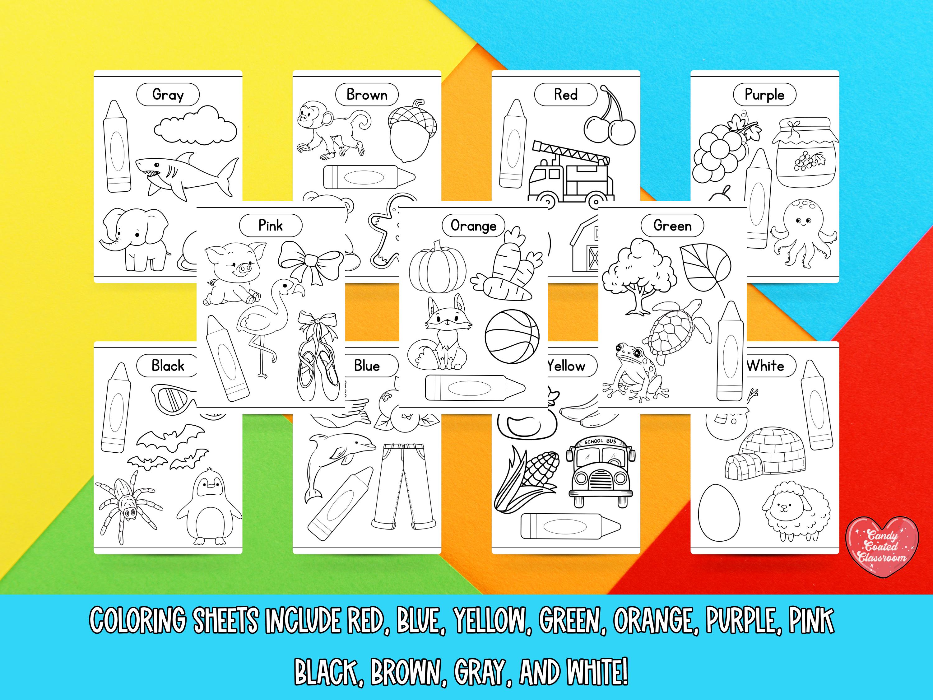 Learning Colors Coloring Pages for Kids, Toddlers Arts and Crafts ...