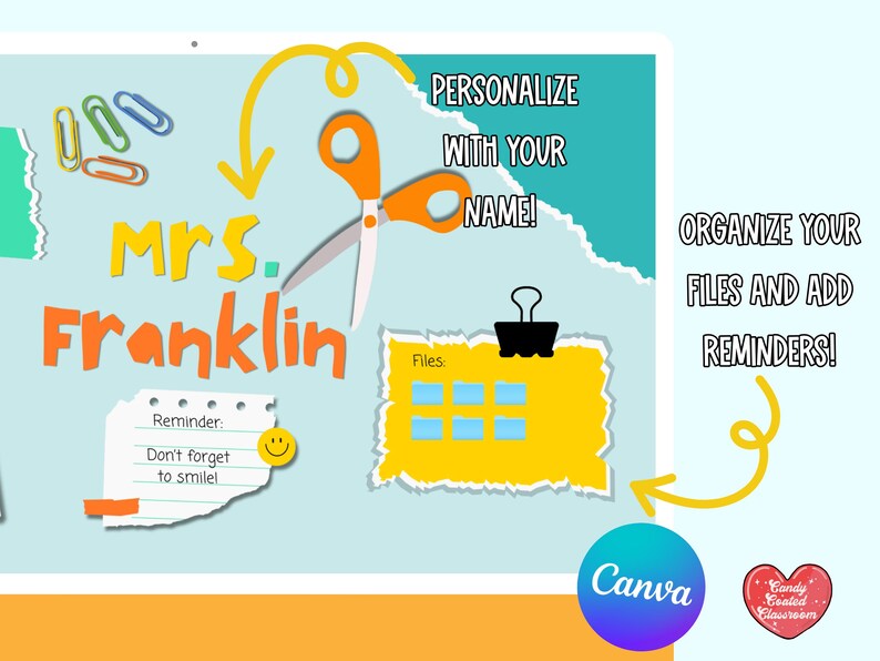 Desktop Organizer Wallpaper, Back to School Colorful Personalized ...