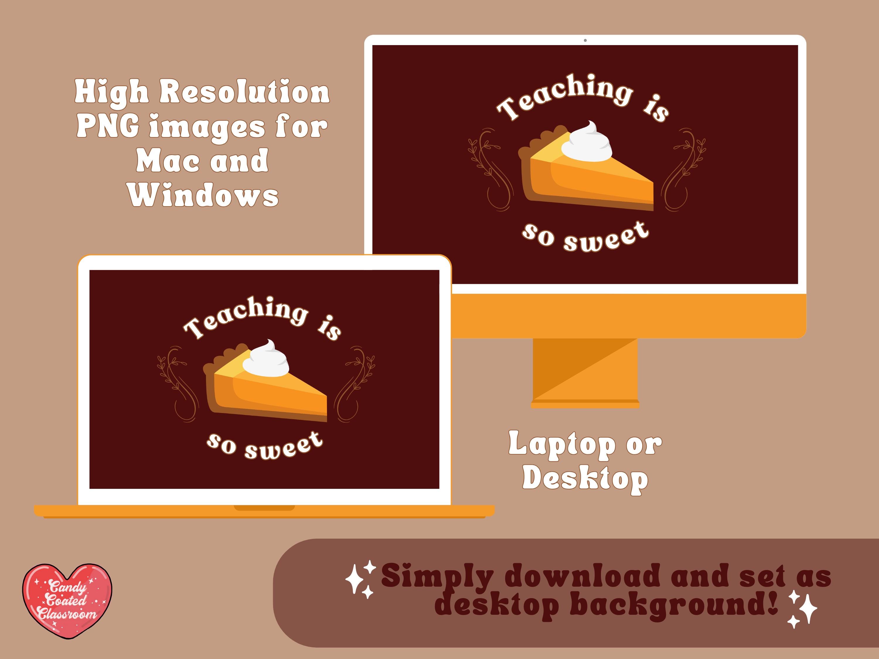 Fall Desktop Wallpaper for Teachers, Thanksgiving Pumpkin Pie Classroom ...