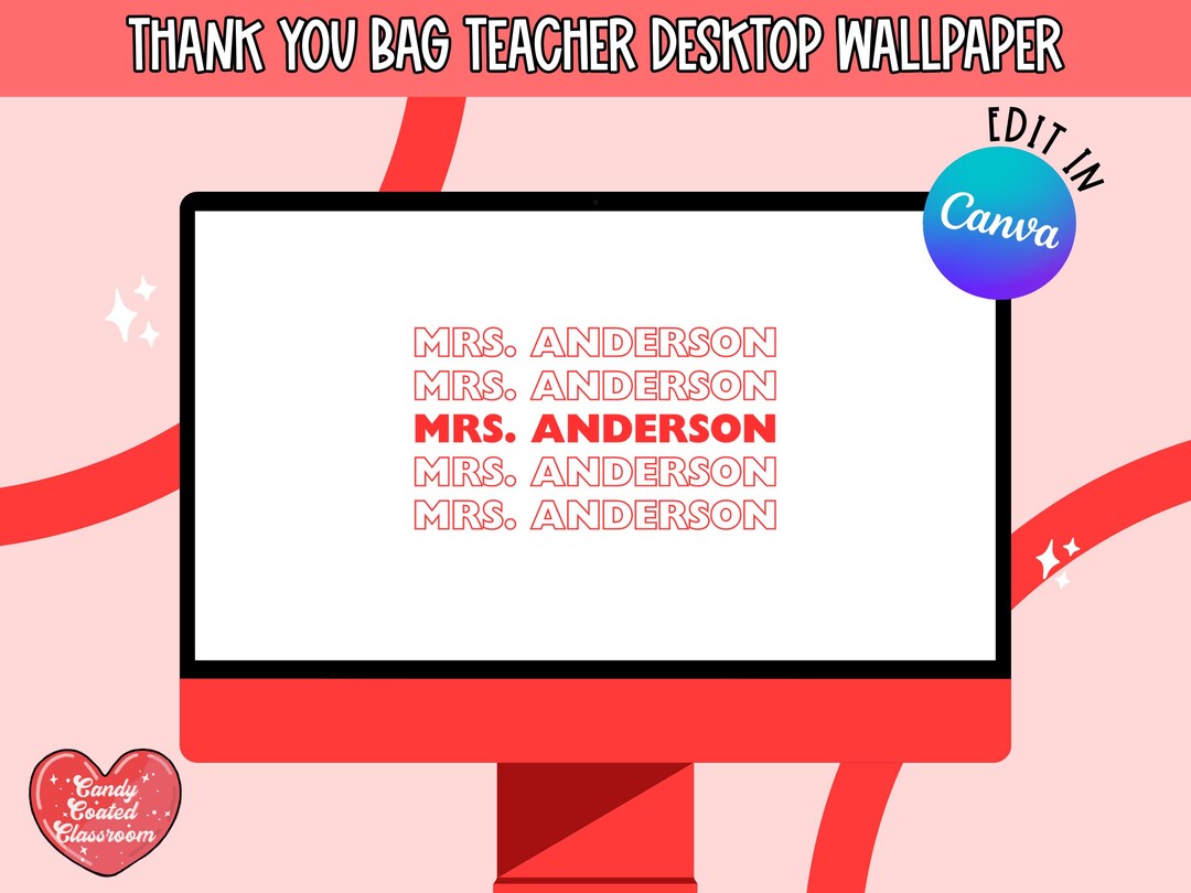 Custom Name Desktop Wallpaper, Personalized Teacher Computer Background ...