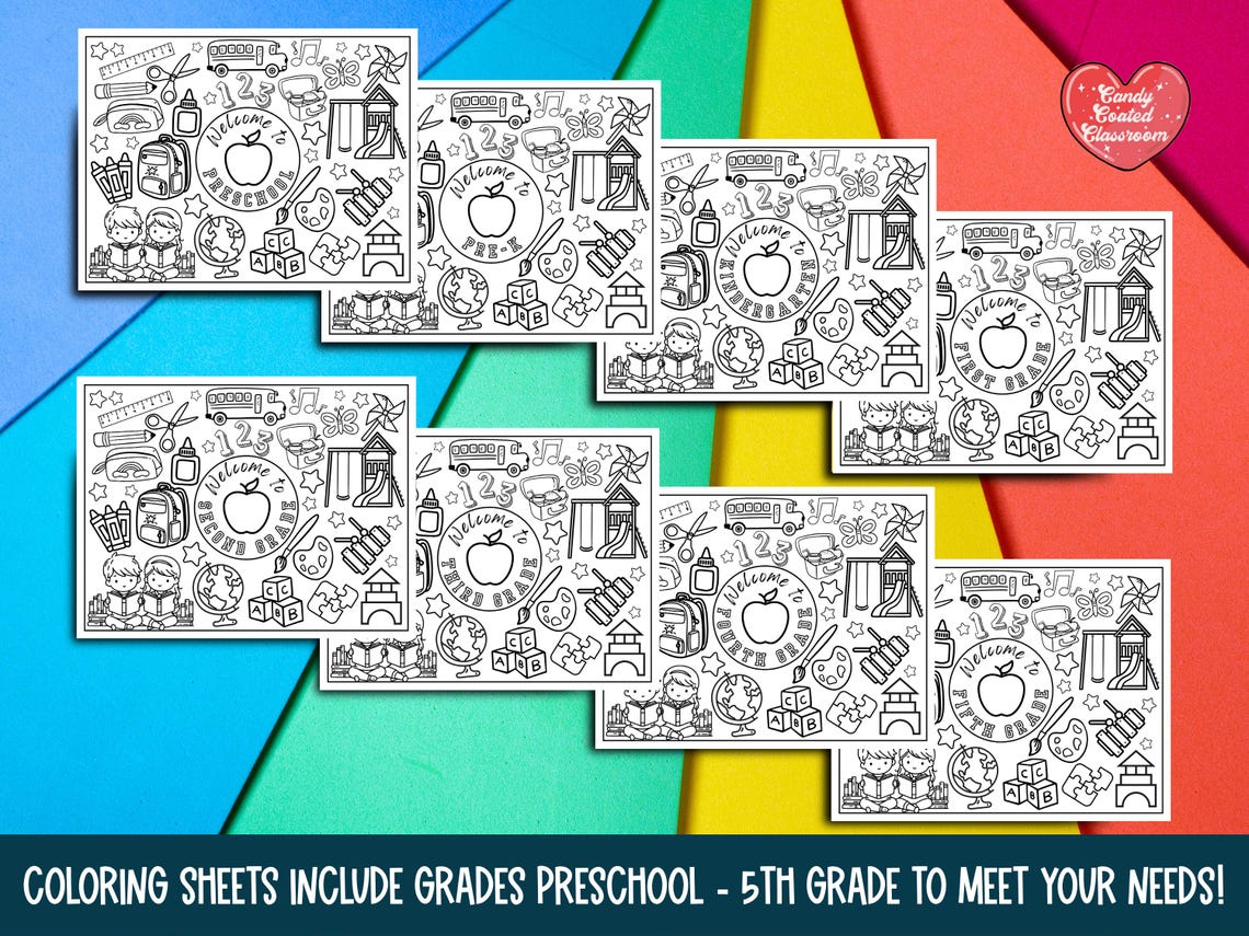 Printable Coloring Page for Back to School, Kids Coloring Sheet Instant ...