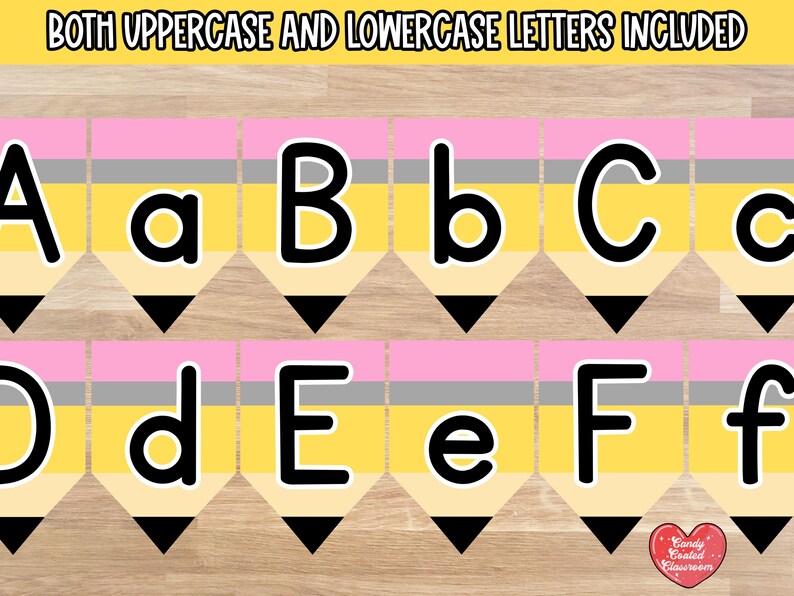 Pencil Bulletin Board Letters, Back to School Printable Classroom Door ...