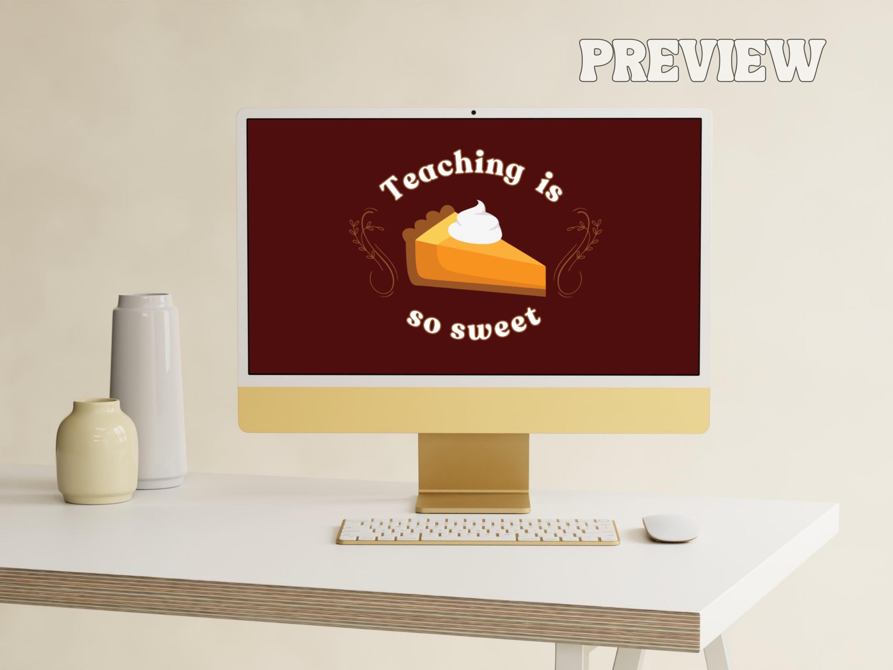 Fall Desktop Wallpaper for Teachers, Thanksgiving Pumpkin Pie Classroom ...