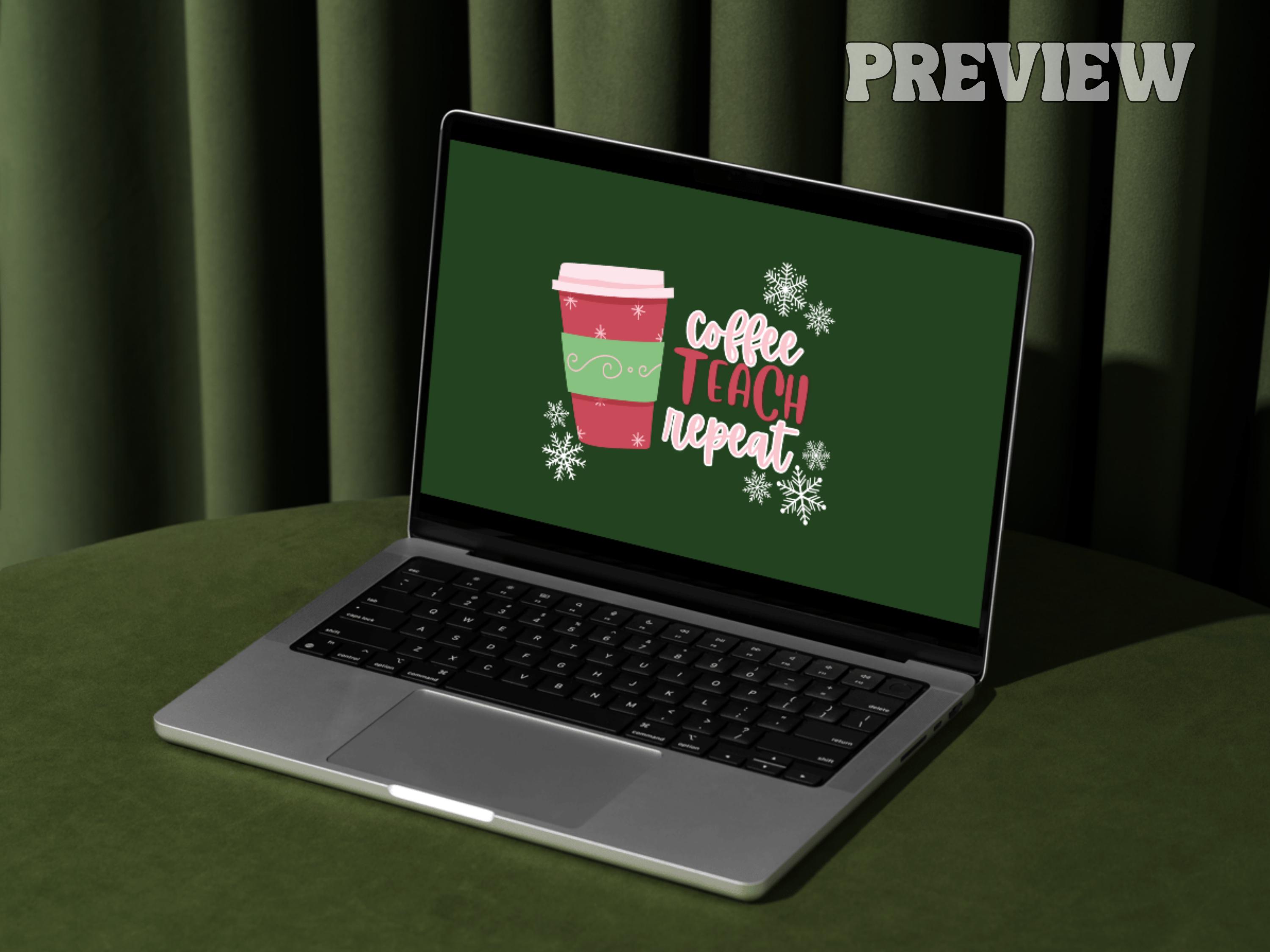 Winter Themed Desktop Wallpaper for Teachers, Coffee Lover Computer ...