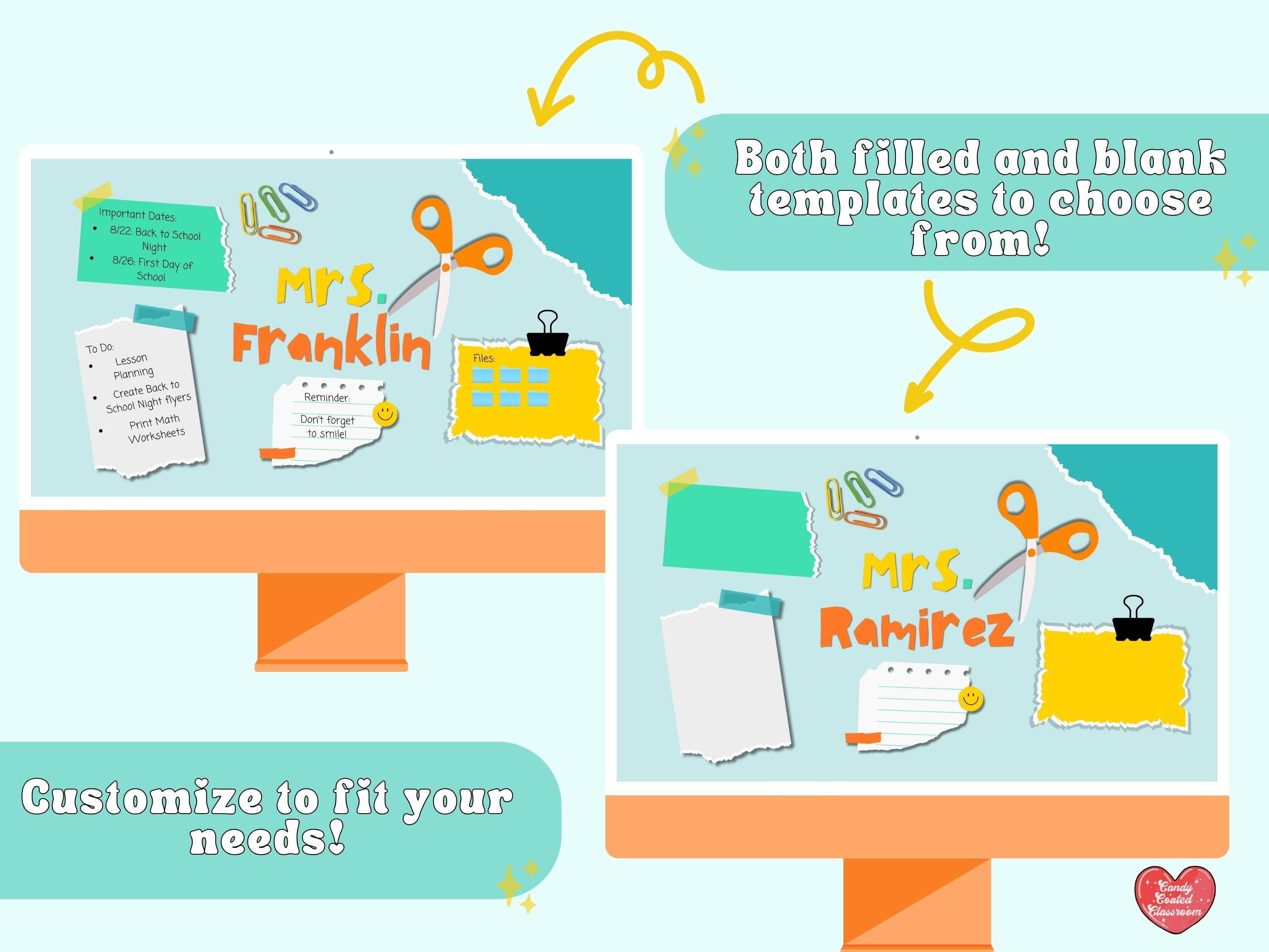 Desktop Organizer Wallpaper, Back to School Colorful Personalized ...