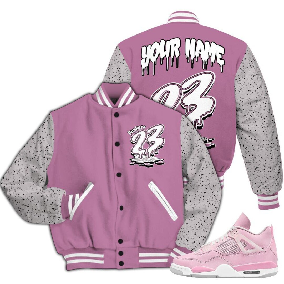 Neutral Grey Black White Orchid 4s Varsity Jacket, Custom 23 Drip All ...