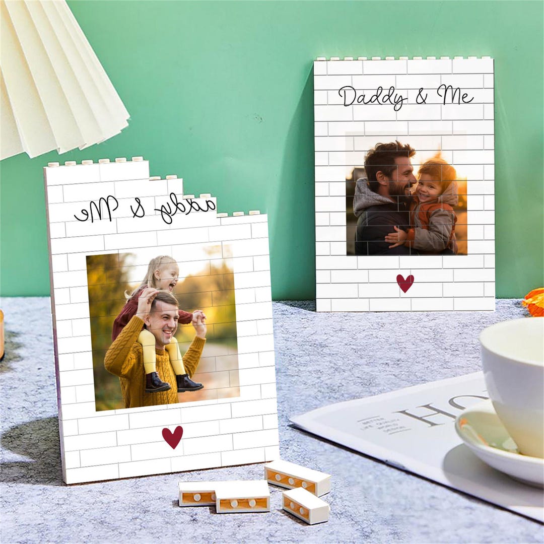 Personalised Father's Day Building Block Photo Gift.custom Family Photo ...