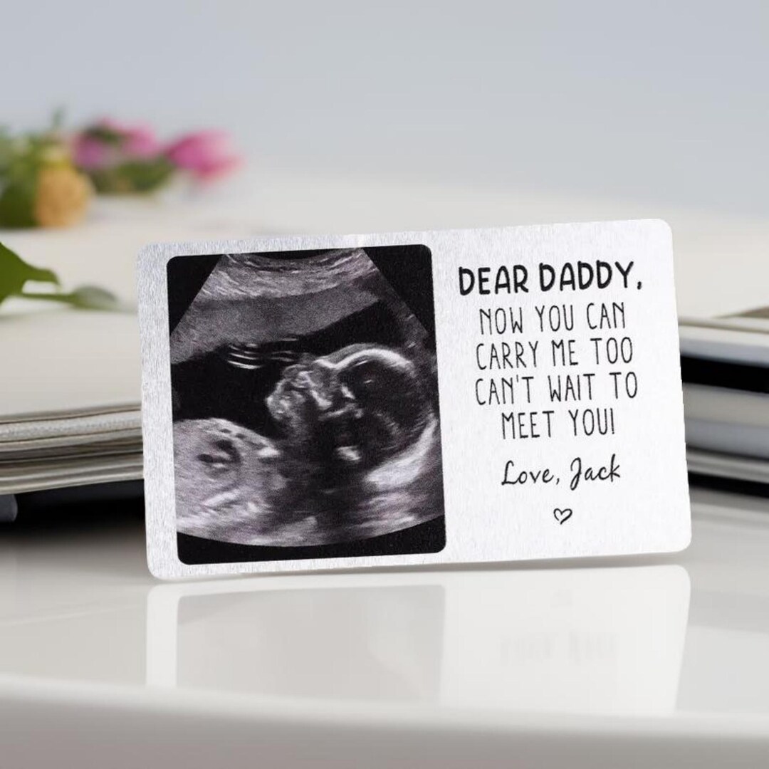 New Dad Gifts-custom Metal Ultrasound Photo Wallet Card.wallet Insert ...