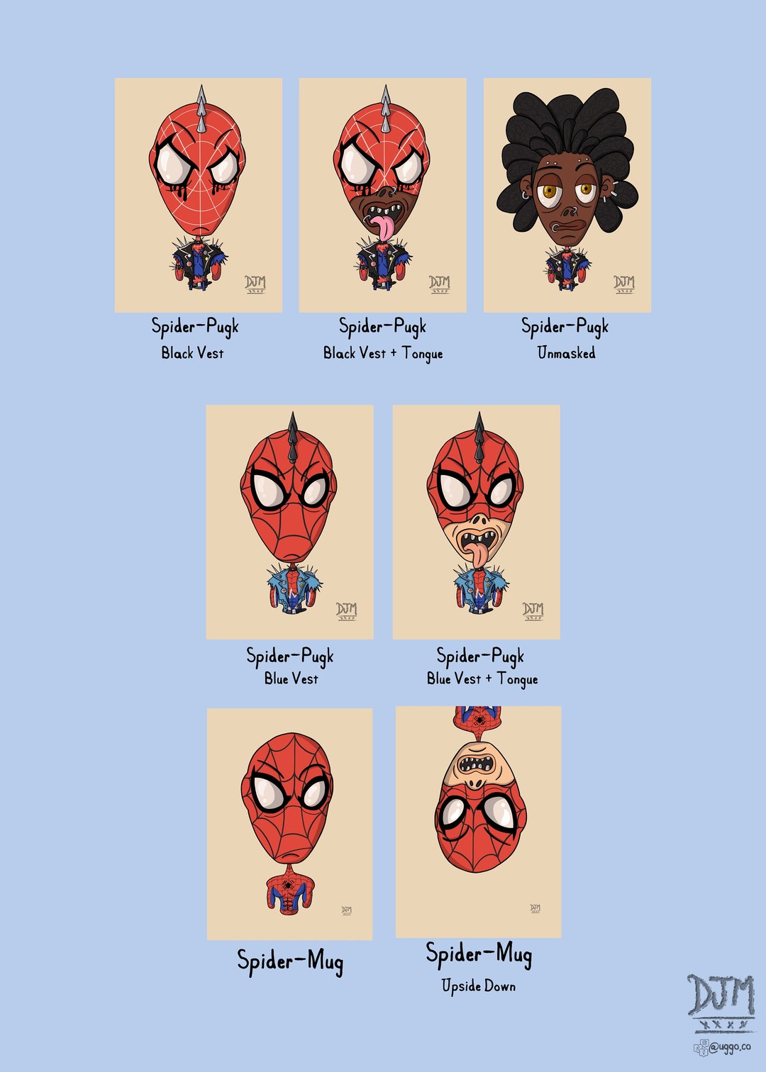 Spider-mug & Spider-pugk spiderverse Parodies 5x7 Prints - Etsy