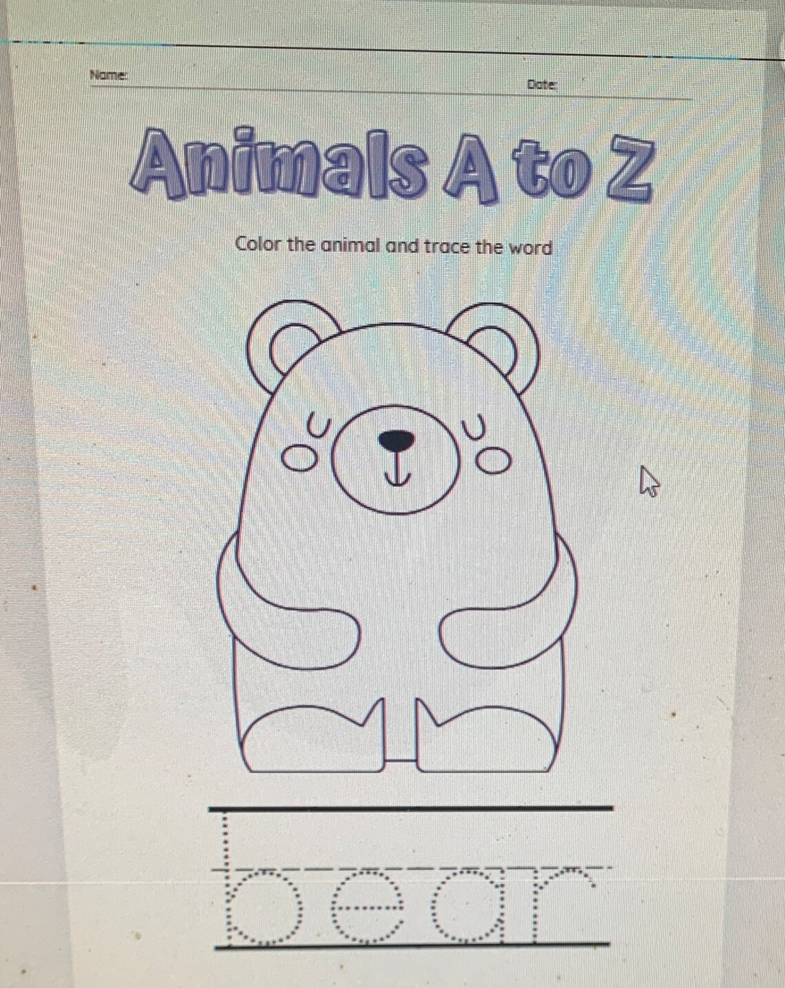 Animals Alphabet A to Z Coloring and Tracing Worksheet. Printable and ...